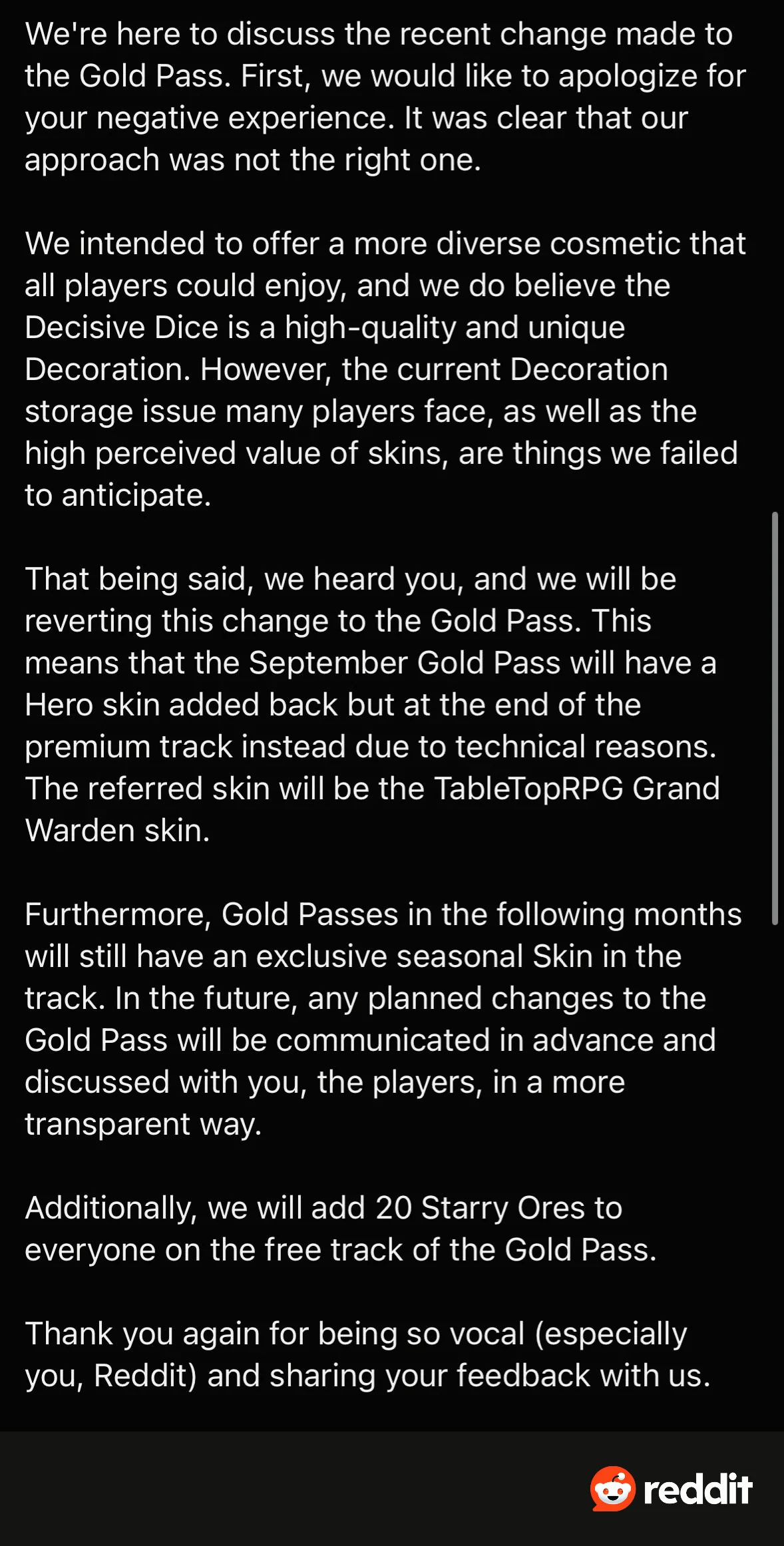 This is how you respond to criticism from the community | Scrolller