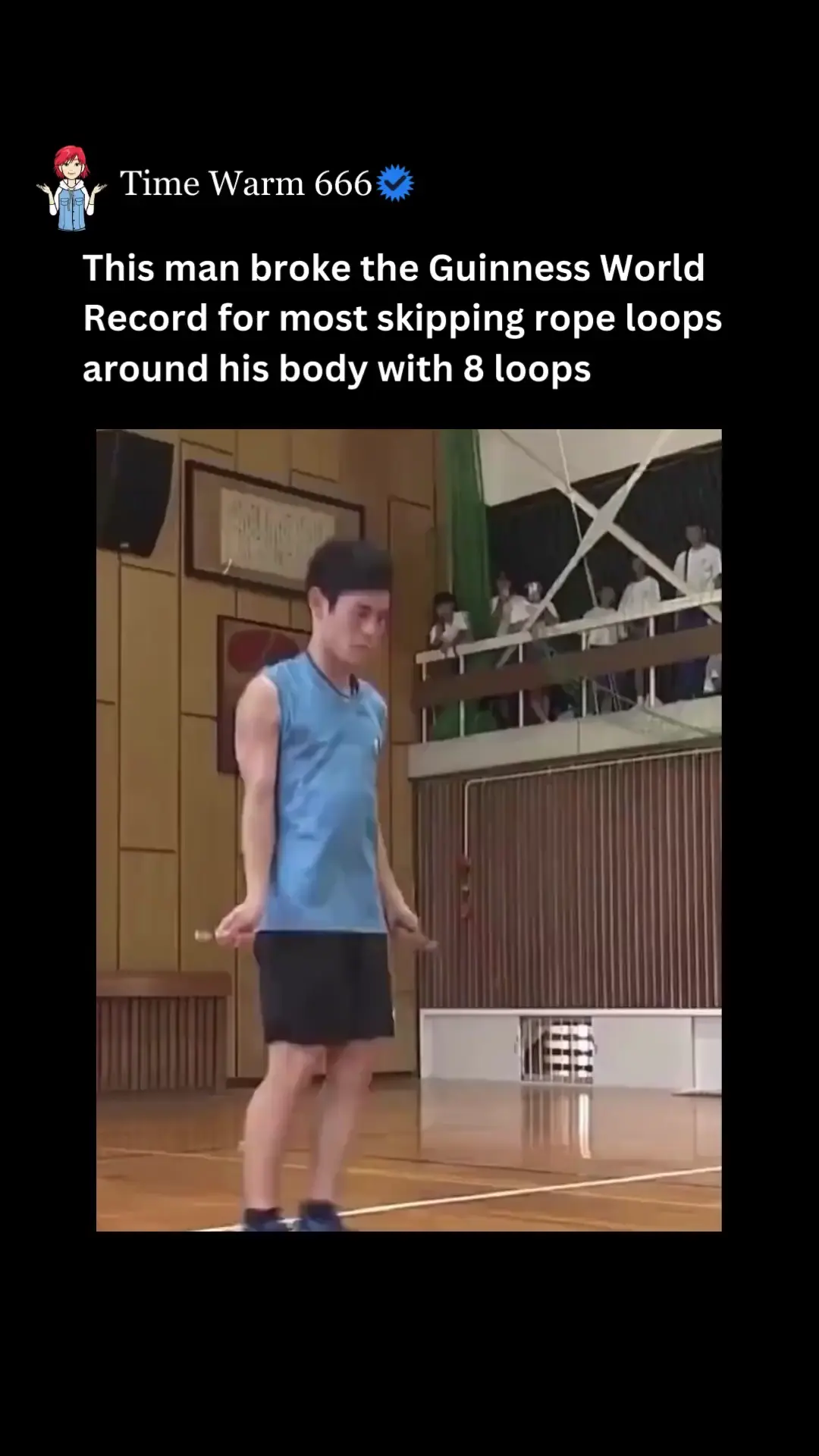 This man broke the genius world record for most skipping rope loops around his body with 8 loops ...