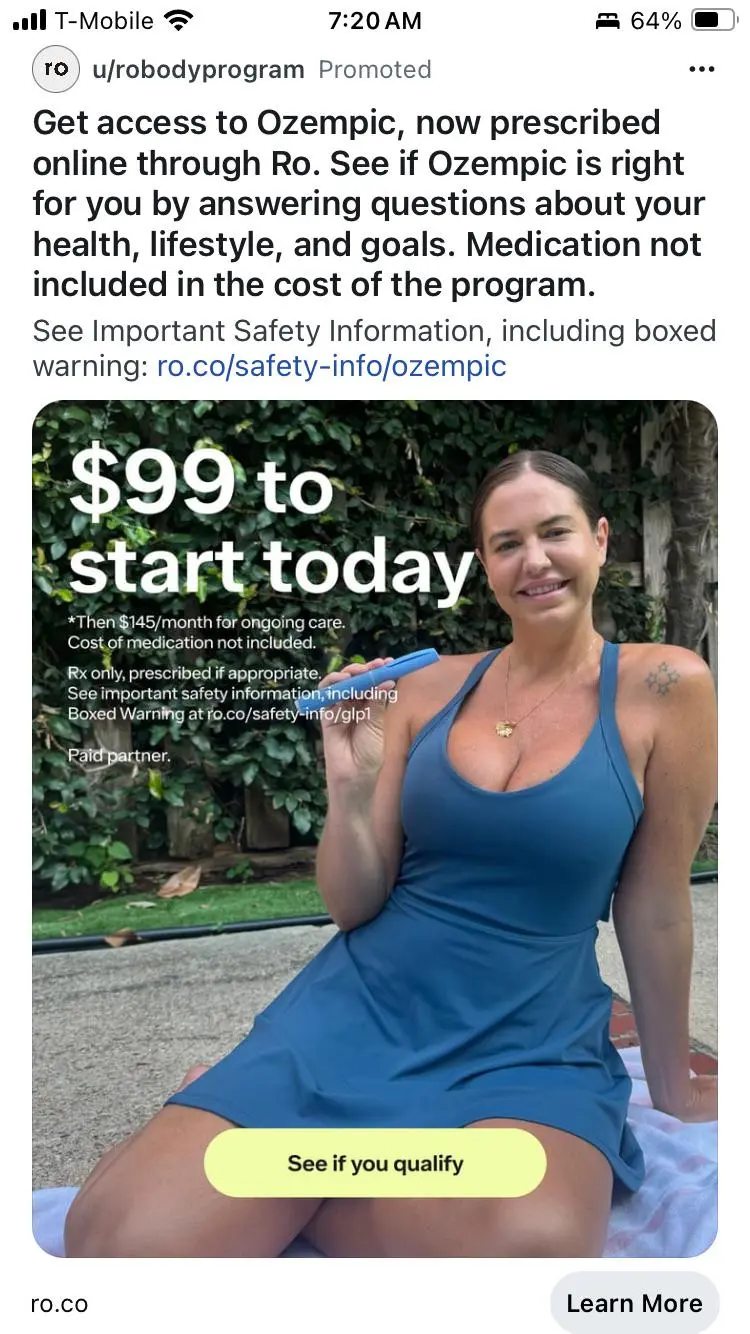 This Reddit ad for Ozempic | Scrolller