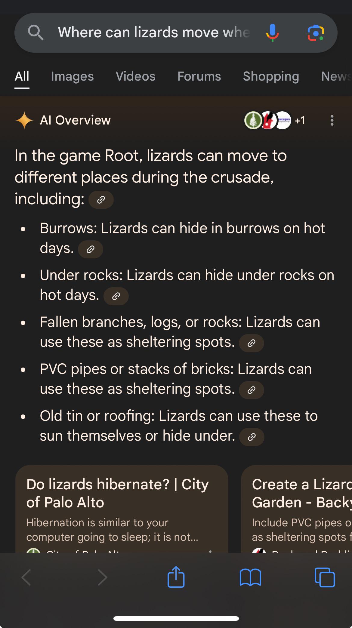 Trying to understand Lizards’ Crusade action and I get this from Google’s automatic response ...