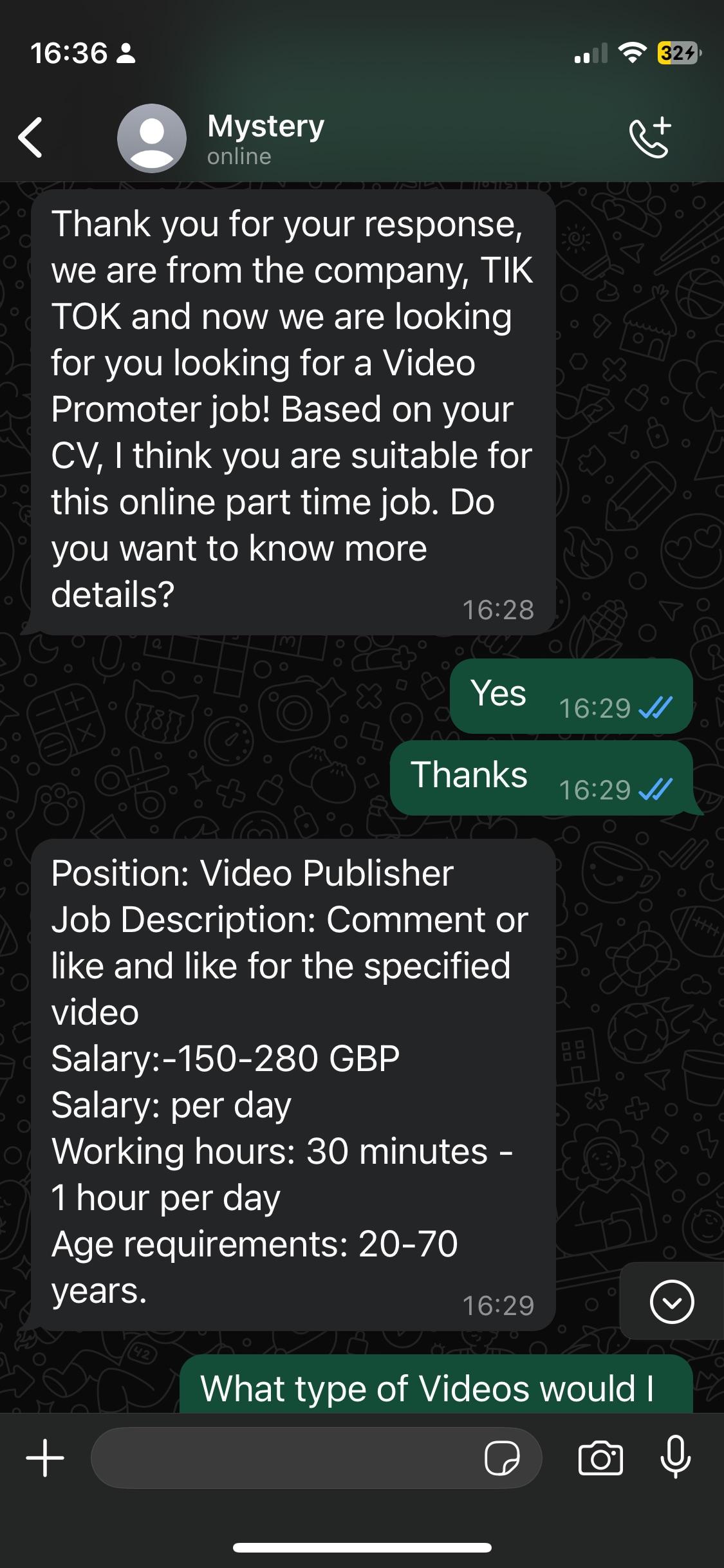 Indeed WhatsApp Tiktok scam | Scrolller