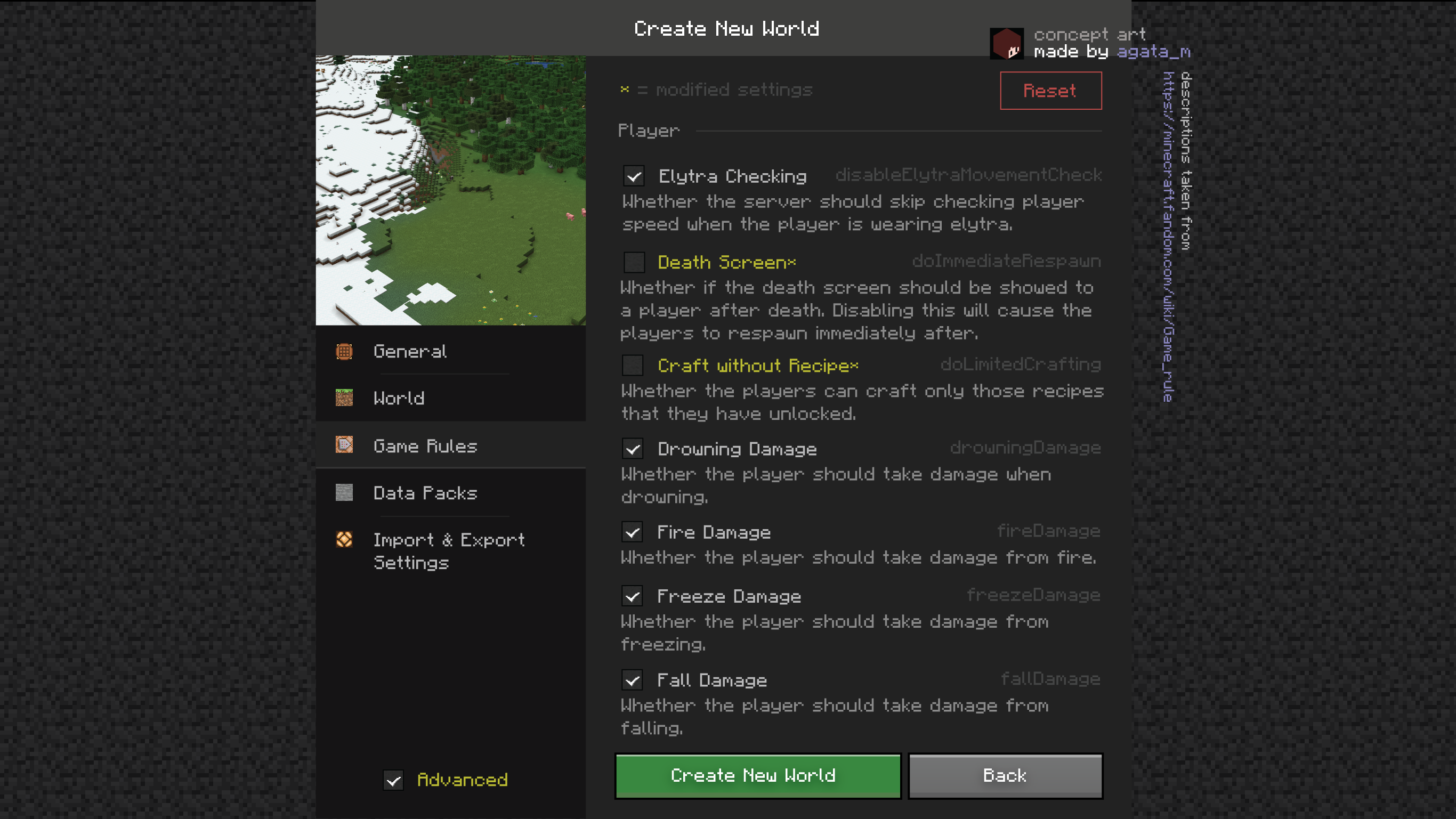 Redesign of 'Create New World' screen (!!) (concept art) | Scrolller