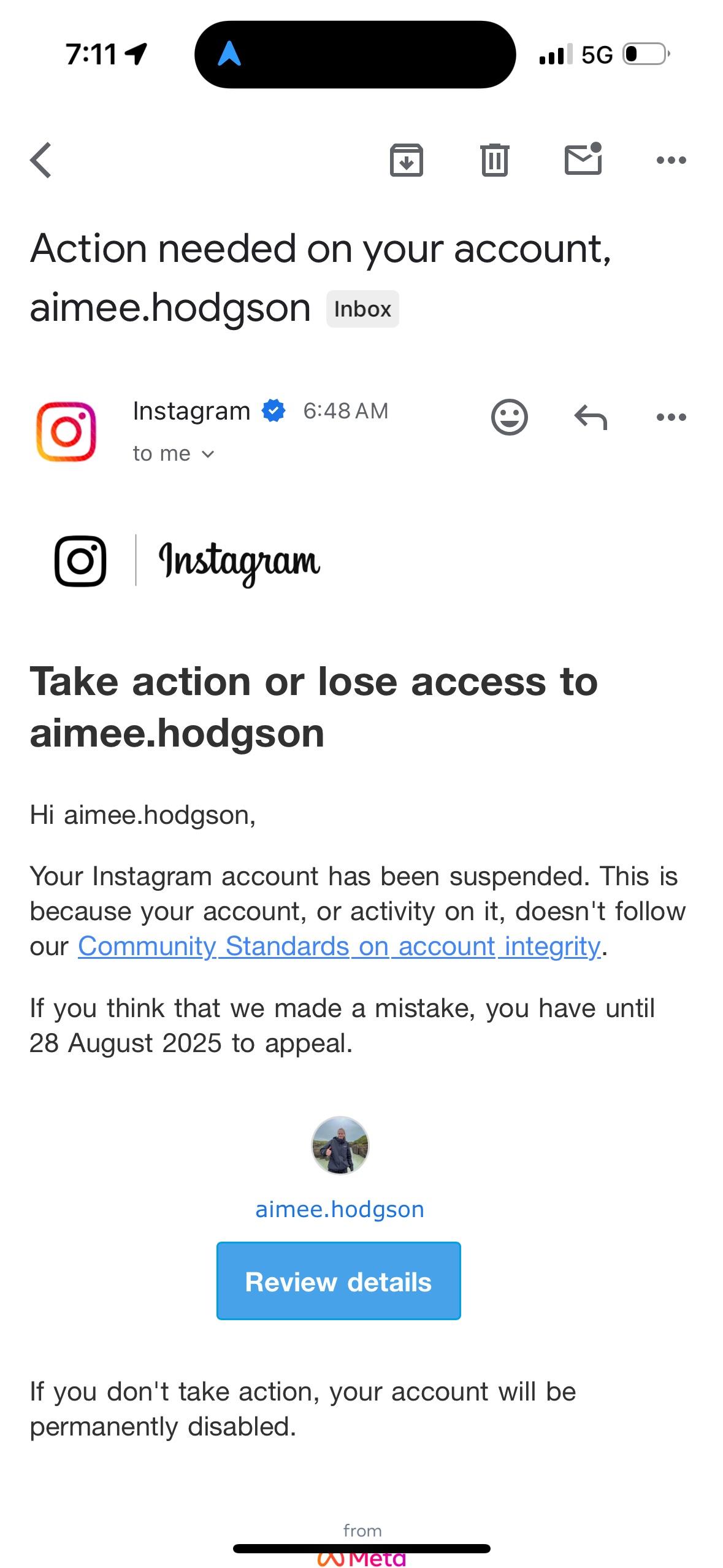 Disabled Instagram account | Scrolller