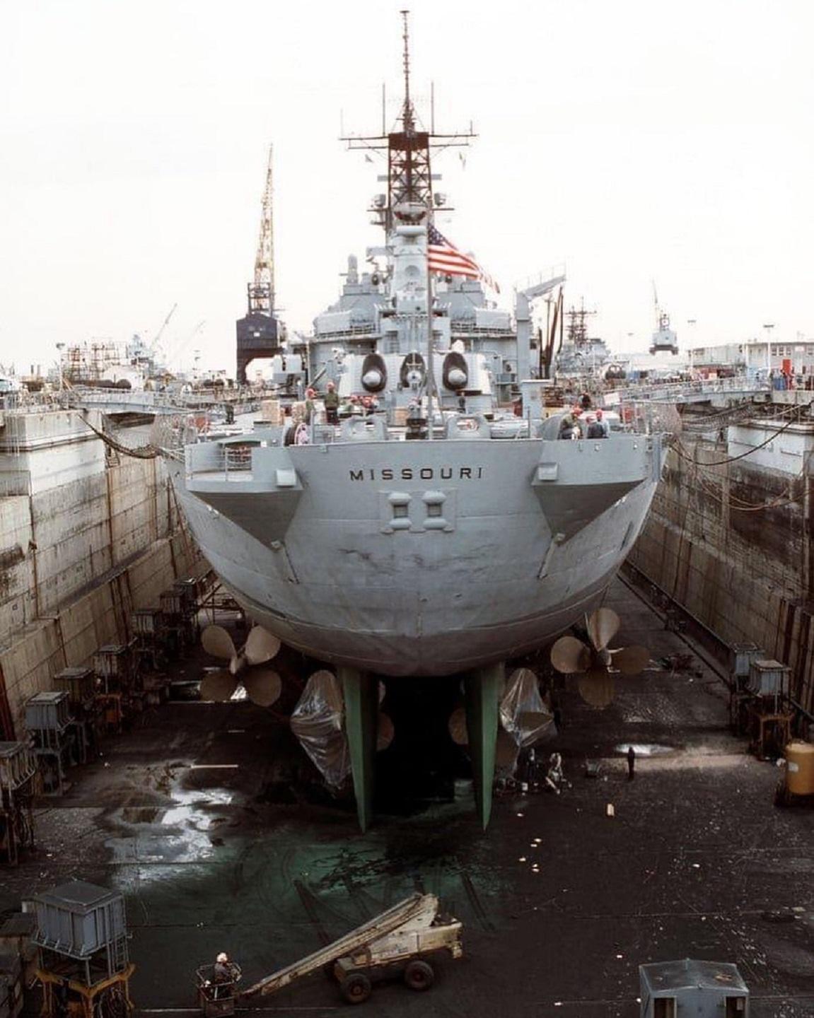 USS Missouri stern view while in dry dock (1151x1440) | Scrolller