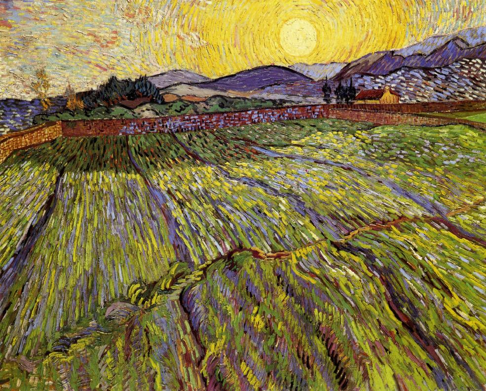 Vincent van Gogh - Enclosed Field with Rising Sun (1889) | Scrolller