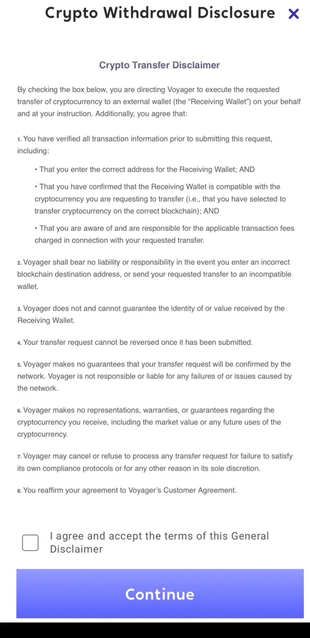 Voyager app is now open for withdrawals. Please read the disclosure ...