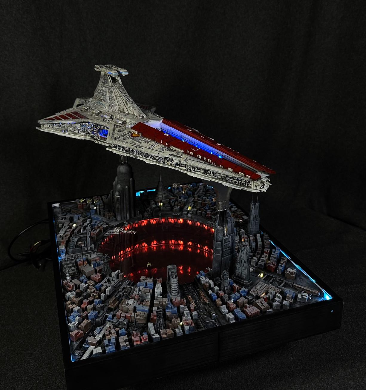 3D printed Venator Star Destroyer over Coruscant Diorama | Scrolller