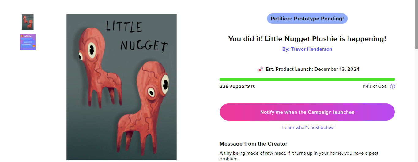 Whats your guys thoughts on the official Lil Nugget Makeship plushie. And are you buying one ...