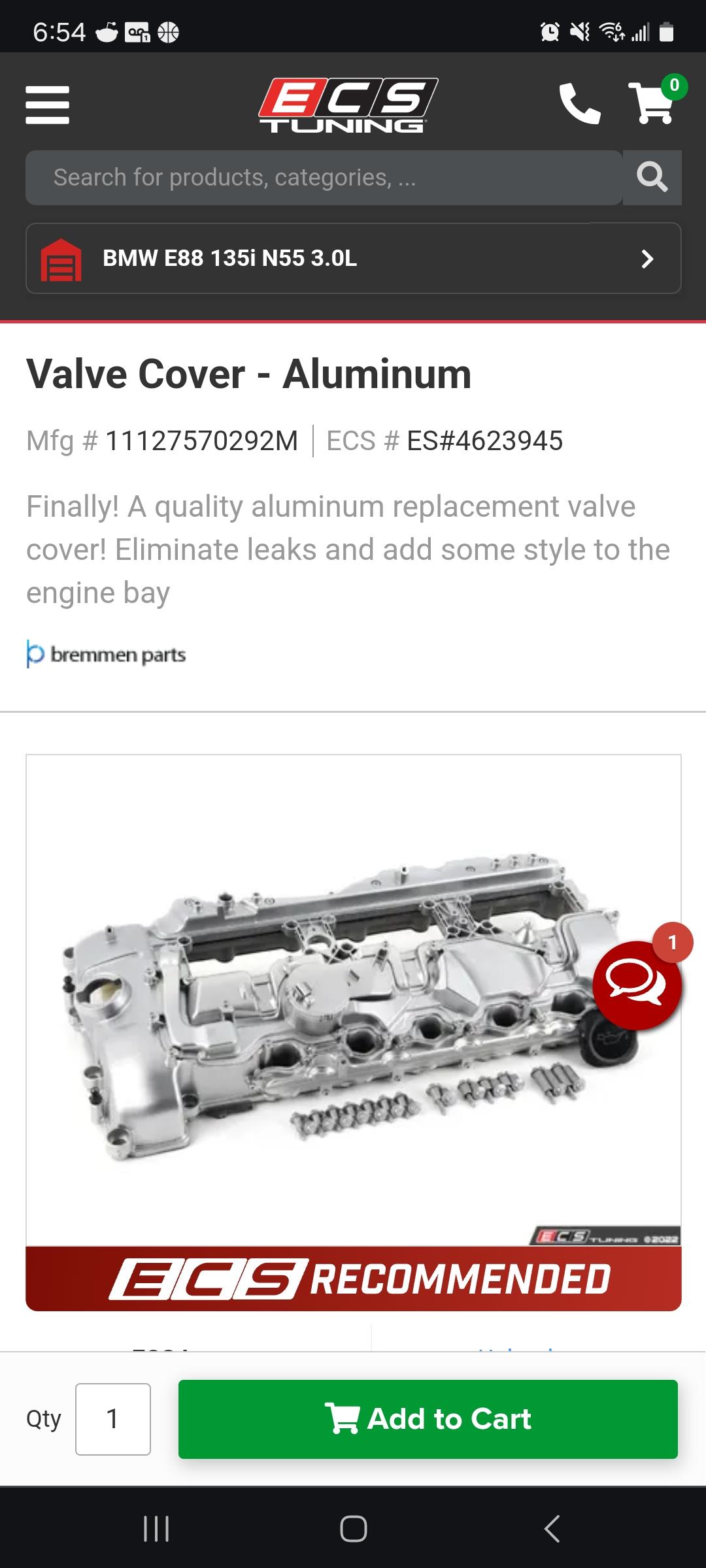 Bremman Parts Valve Cover for N55 installed (cheap aluminum ECS one). Looks great and feel free ...