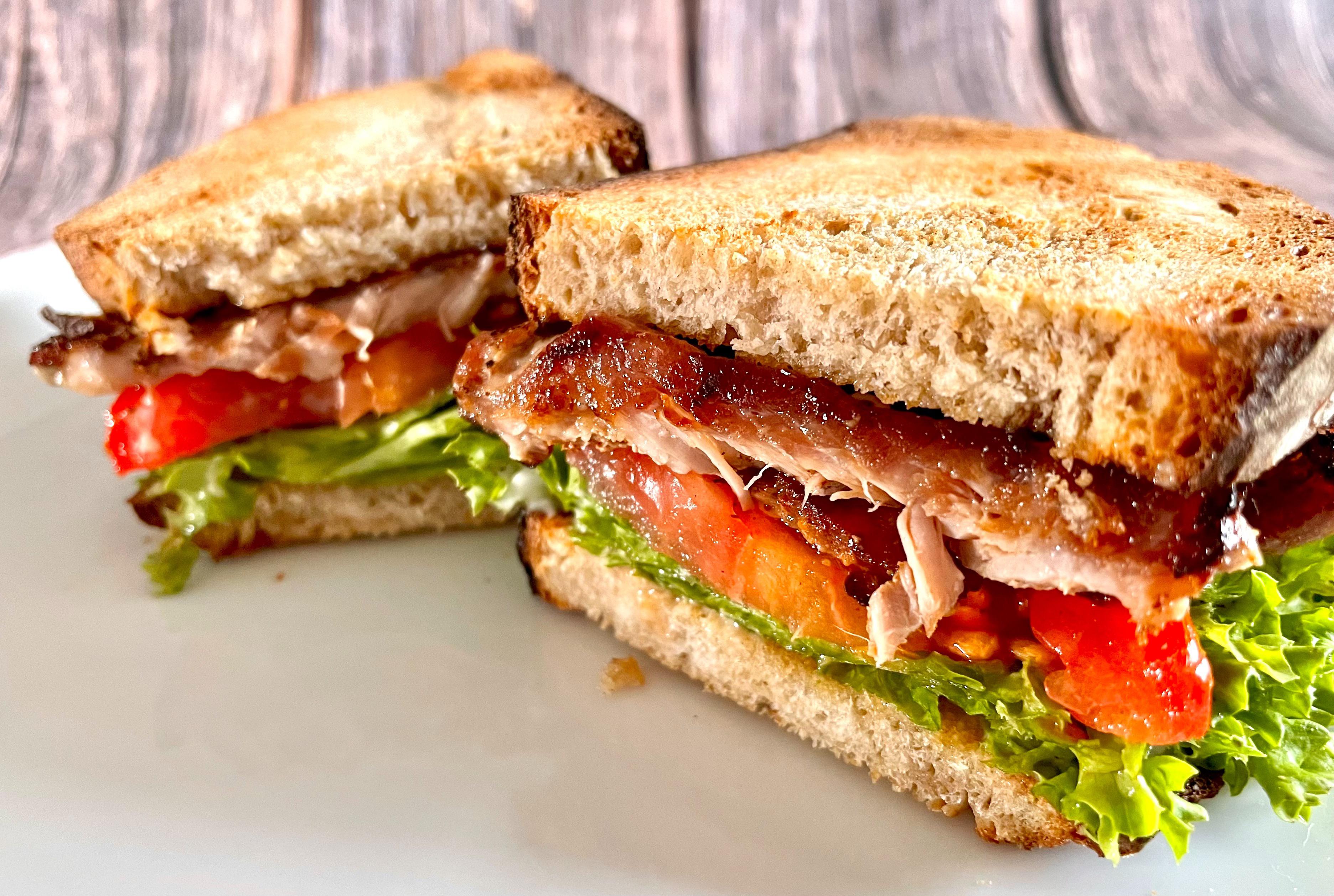 Another BLT. With slightly candied pork belly on toasted sourdough bread. | Scrolller