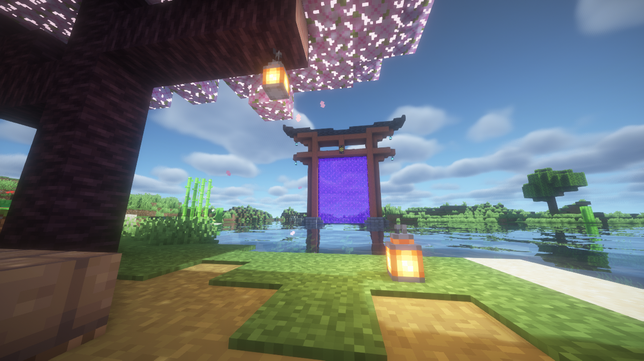 Myojin style Torii gate nether portal [shaders: BSL] | Scrolller