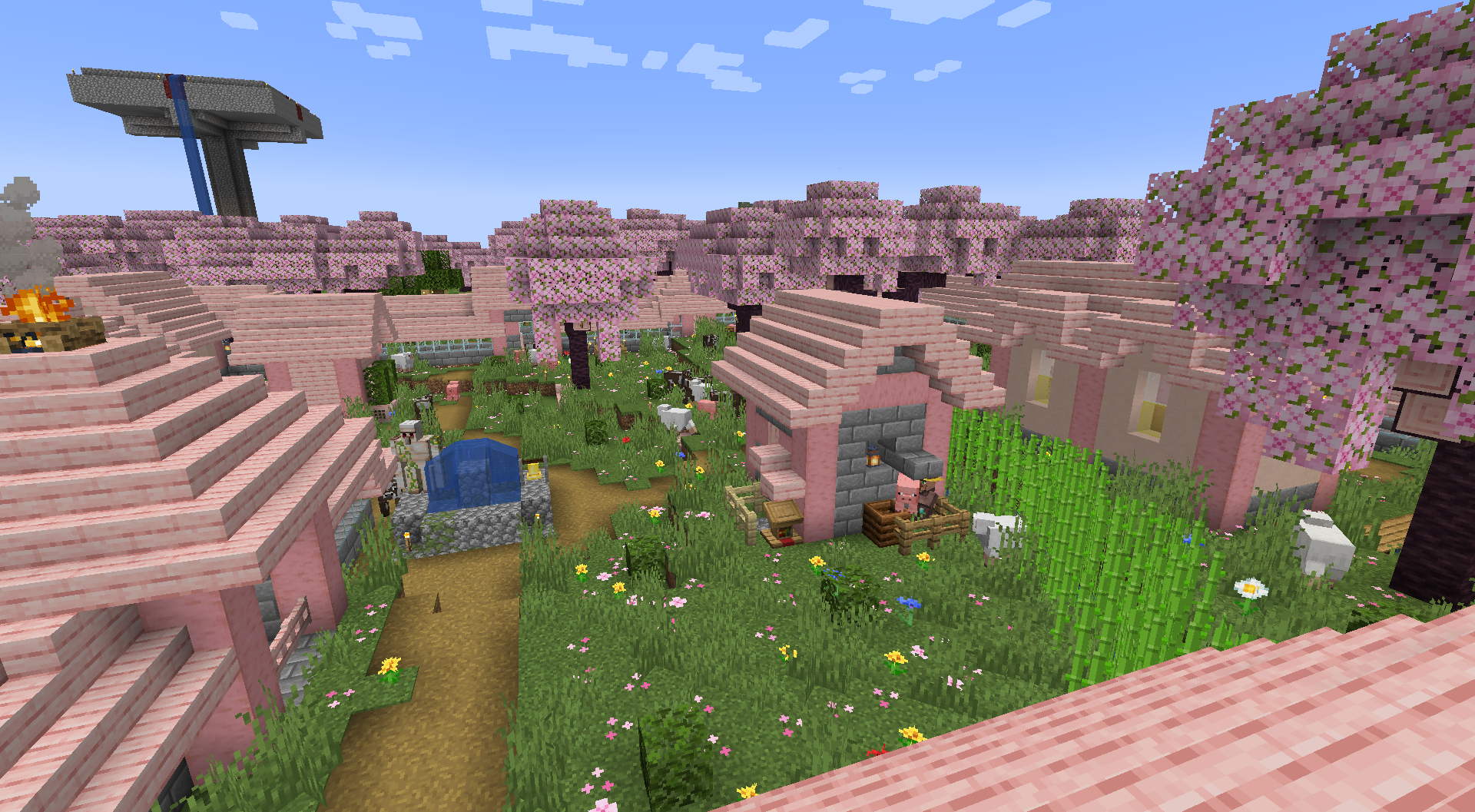 I planted a cherry blossom grove and reformed a village in my new survival world | Scrolller