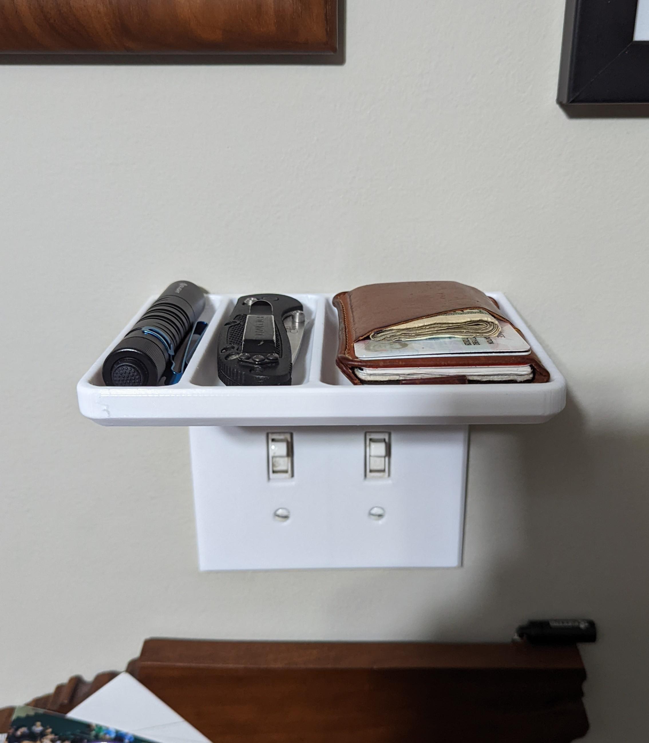 I made a shelf that replaces the light switch plate for my most frequently lost items | Scrolller