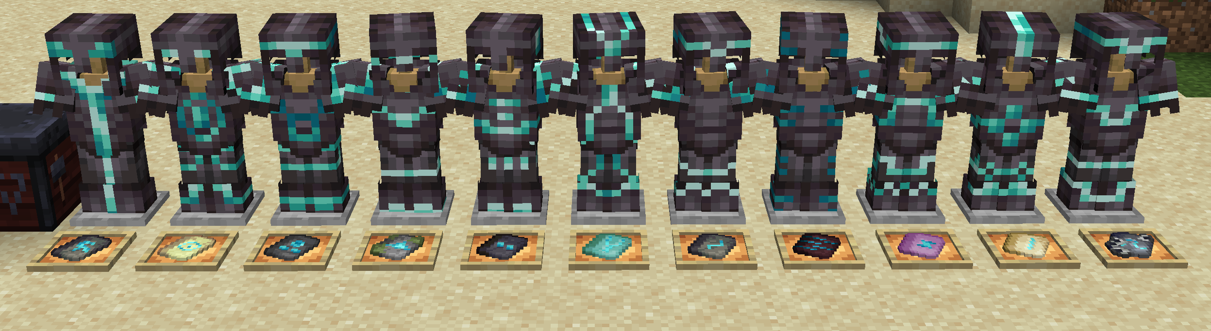 All of the new armor trim patterns & colors on netherite armor! | Scrolller