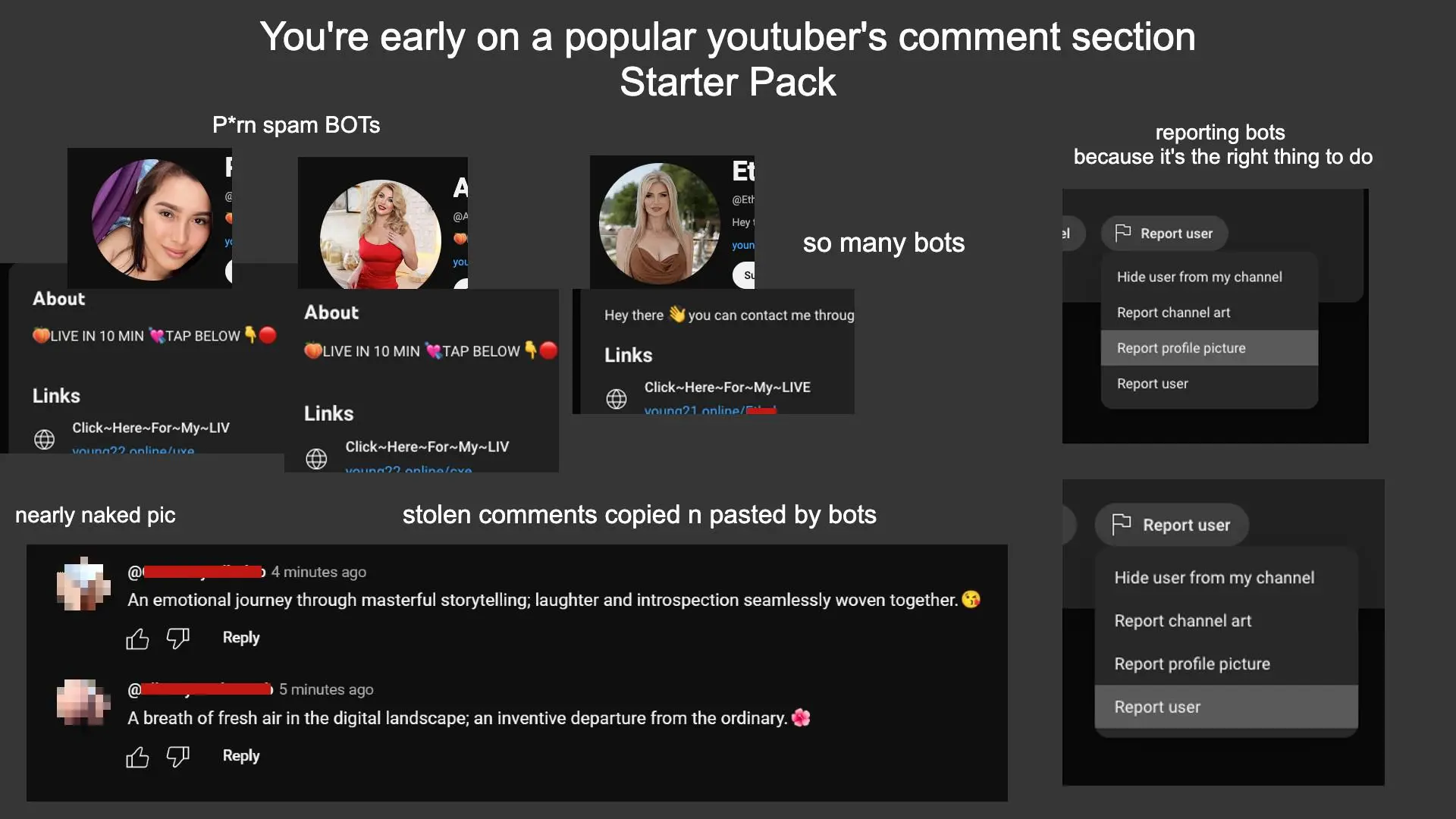 You're early on a popular youtuber's comment section Starter Pack ...