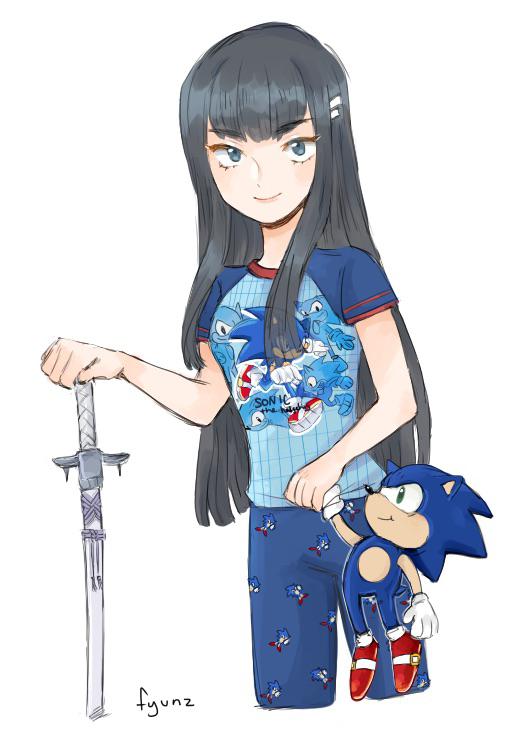 Satsuki and her sonic plush and pyjamas by yubby on twitter. | Scrolller