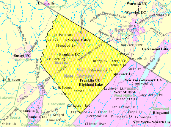 Census Bureau map of Vernon Township, New Jersey | Scrolller
